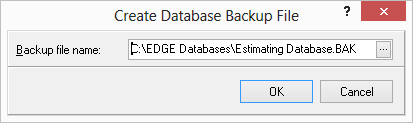 Create Database Backup File - Estimating Edge