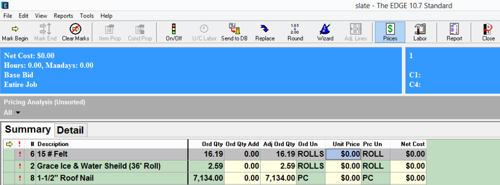 Begin Edit - Estimating Edge